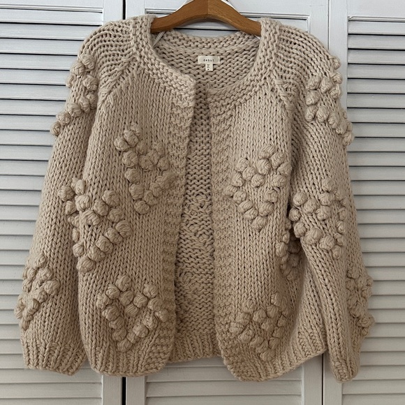 debut | Sweaters | Debut Chunky Knit Bubble Heart Cardigan | Poshmark